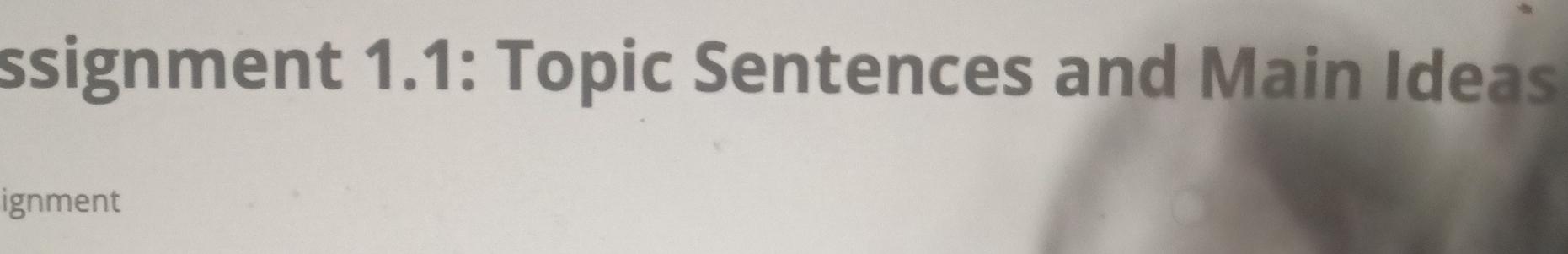 Solved Ssignment 11 Topic Sentences And Main Ideas 