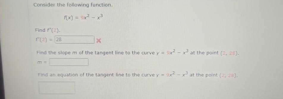 Solved Consider the following function.f(x)=9x2-x3Find | Chegg.com