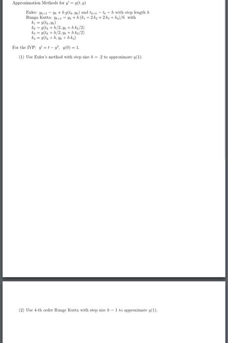 Solved only answer 3 . The Eular and Runga Kutta solutions | Chegg.com