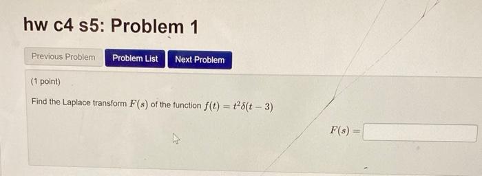 Solved Find the Laplace transform F(s) of the function | Chegg.com