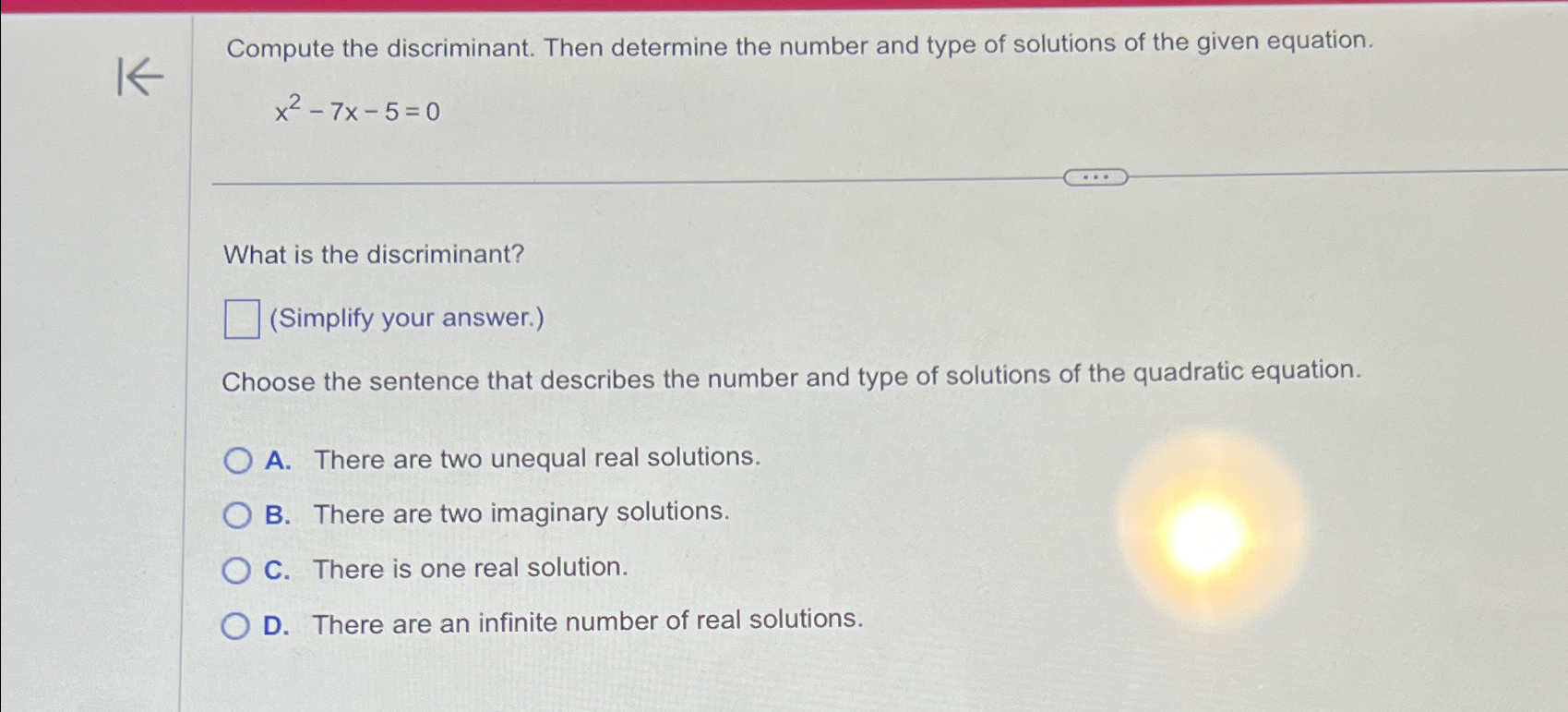 Solved Compute the discriminant. Then determine the number | Chegg.com