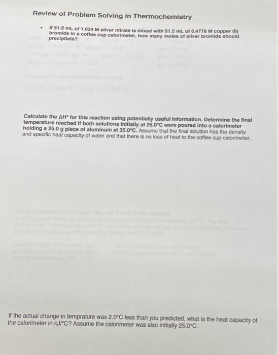 Solved Review of Problem Solving in Thermochemistry I feel | Chegg.com