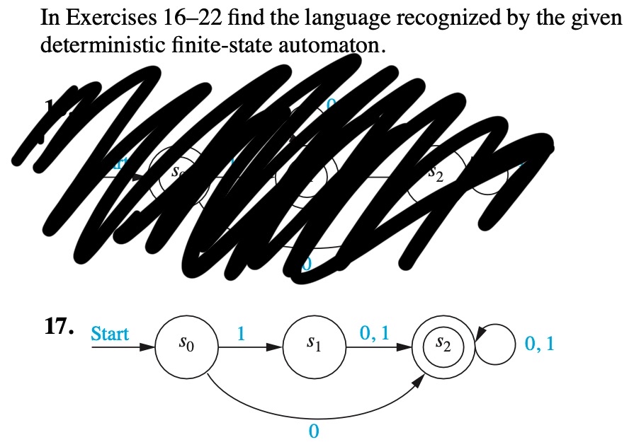 In Exercises 16 22 ﻿find The Language Recognized By