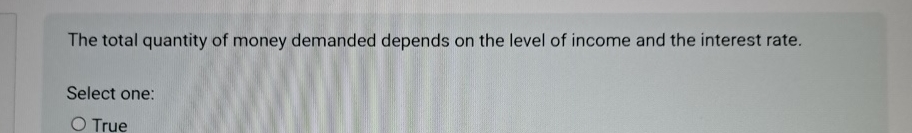 Solved The total quantity of money demanded depends on the | Chegg.com
