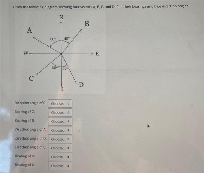Solved Given the following diagram showing four vectors A, | Chegg.com Solved Given the following diagram showing four vectors A, | Chegg.com