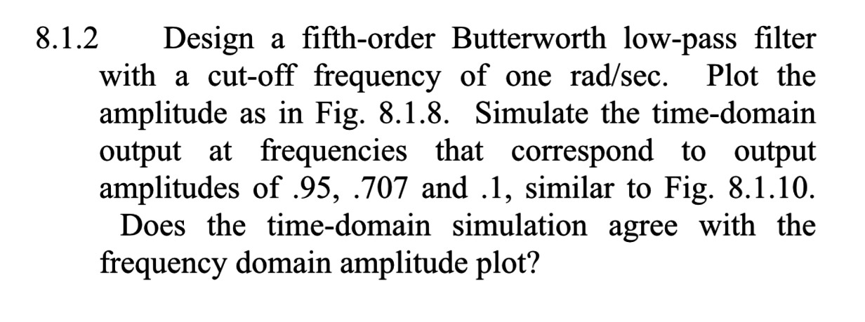Solved 8.1.2 ﻿Design a fifth-order Butterworth low-pass | Chegg.com