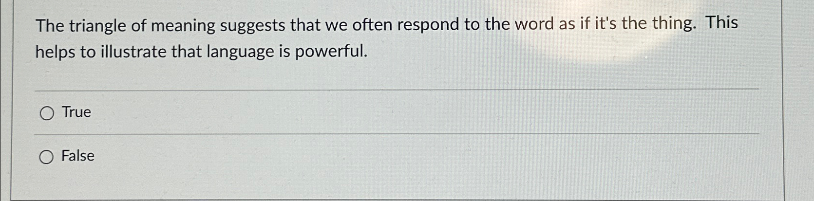 Solved The triangle of meaning suggests that we often | Chegg.com