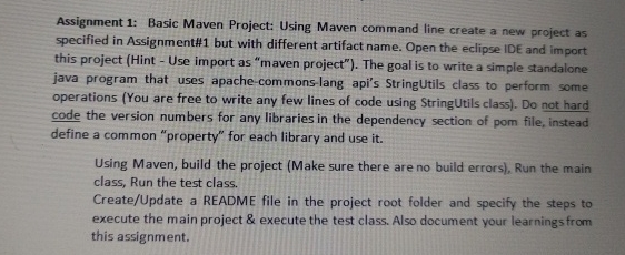 Solved Assignment 1: Basic Maven Project: Using Maven | Chegg.com