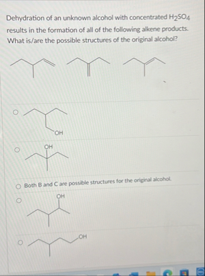 Solved Dehydration of an unknown alcohol with concentrated | Chegg.com
