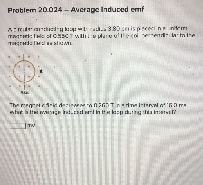 Solved Problem 20.024 - Average induced emf A circular | Chegg.com