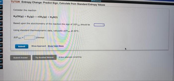 Solved ar TUTOR Entropy Change: Predict Sign, Calculate from | Chegg.com