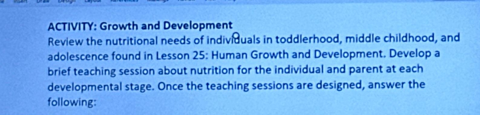 Solved ACTIVITY: Growth and DevelopmentReview the | Chegg.com