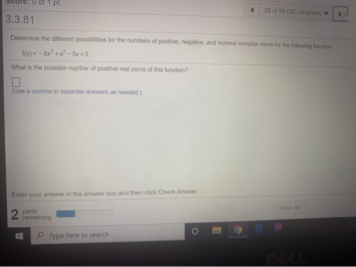 Solved 1 pt 28 of 58 (35 complete) 3.3.81 Determine the | Chegg.com