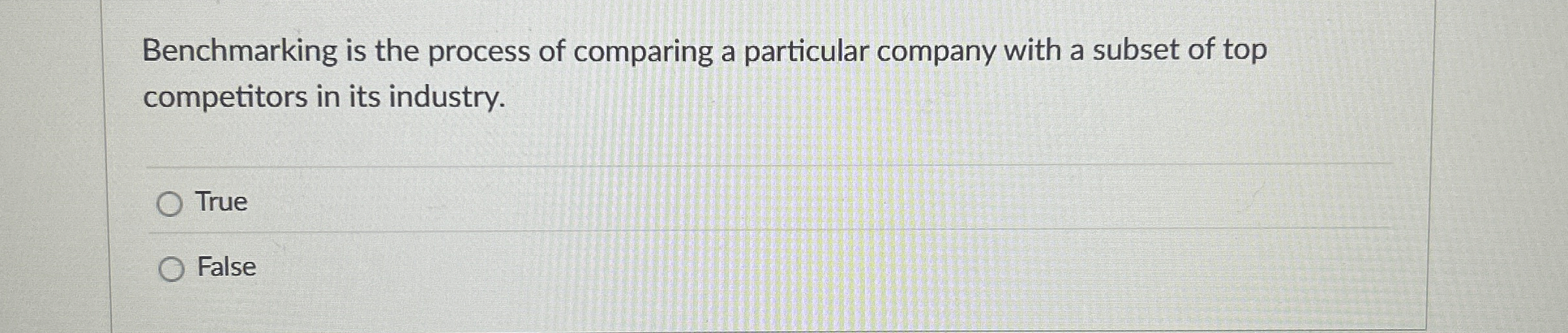 Solved Benchmarking is the process of comparing a particular | Chegg.com