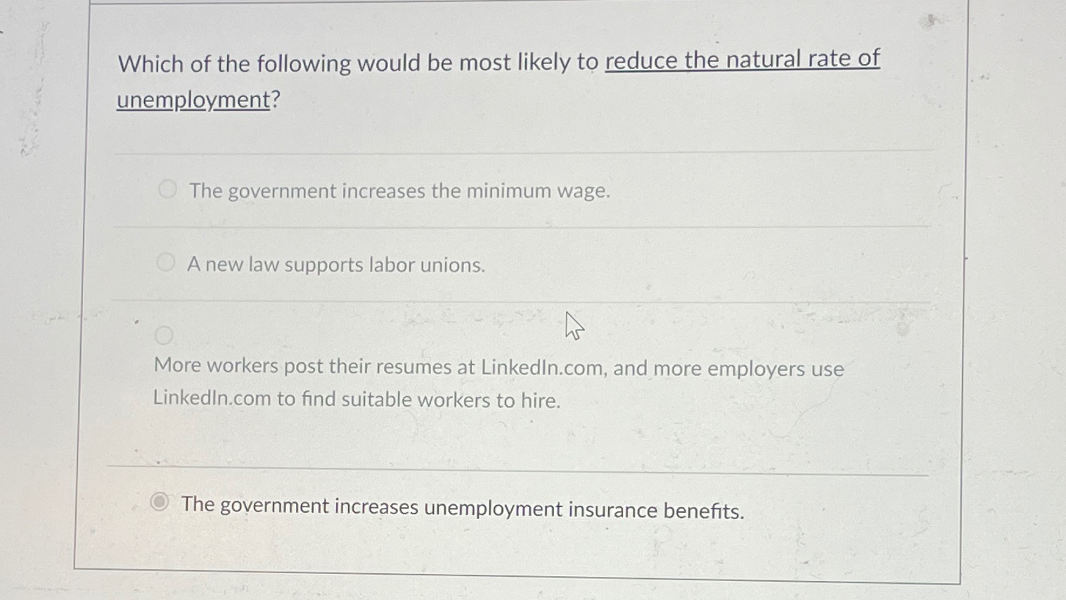 Solved Which of the following would be most likely to reduce | Chegg.com