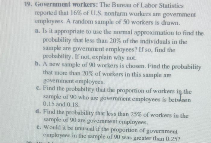 Solved 19. Government workers: The Bureau of Labor | Chegg.com