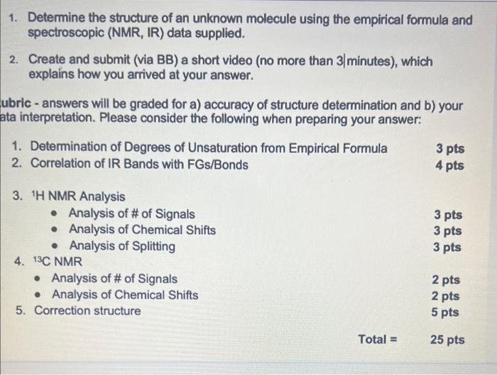 Solved 1. Determine the structure of an unknown molecule | Chegg.com