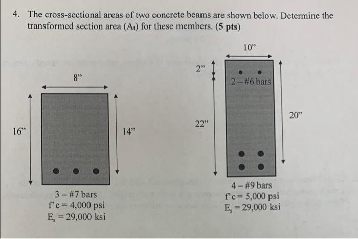 Solved 4. The cross-sectional areas of two concrete beams | Chegg.com