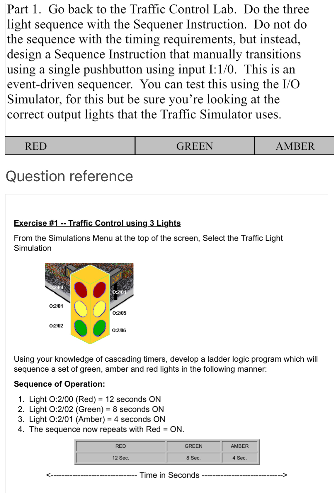 Solved Using logixpro go back to the Traffic Control Lab. Do | Chegg.com