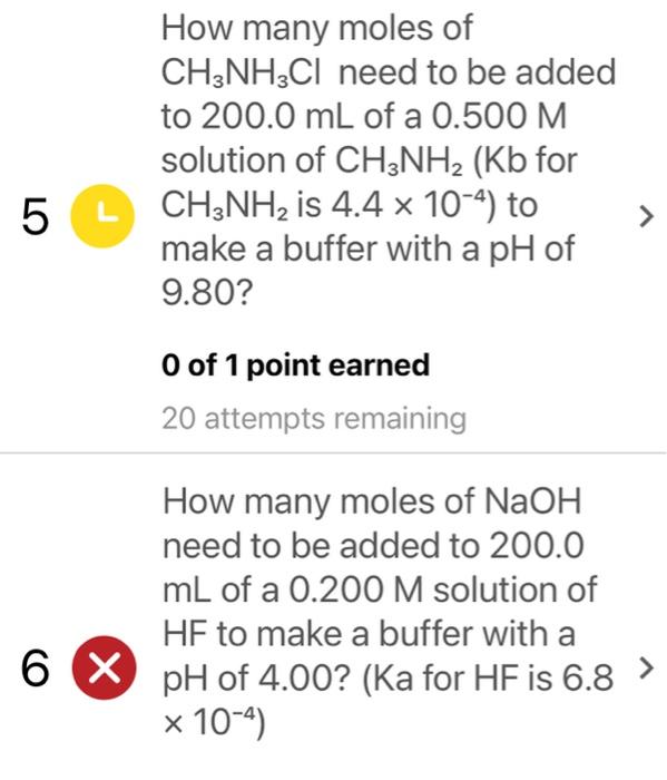 Solved How many moles of CH3NH3Cl need to be added to 200.0 | Chegg.com