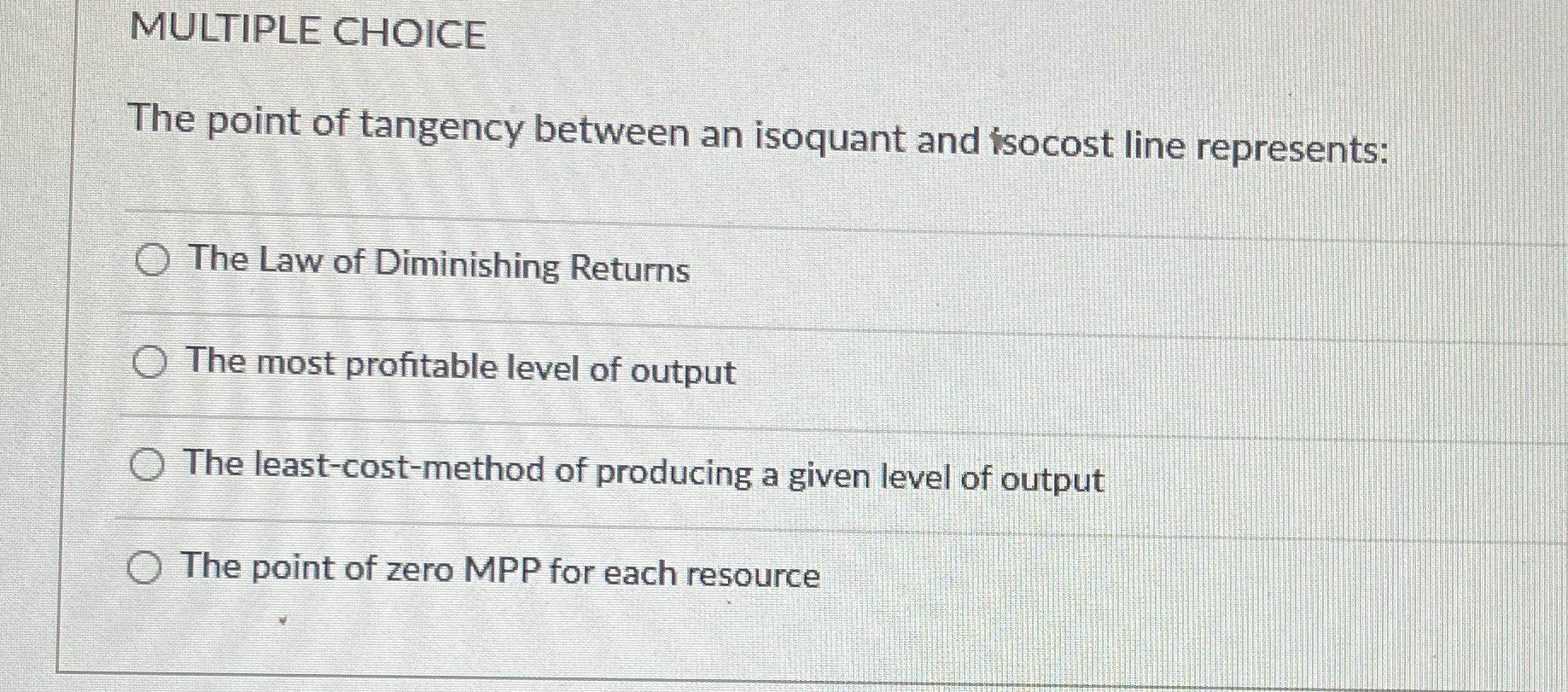 Solved MULTIPLE CHOICEThe point of tangency between an | Chegg.com