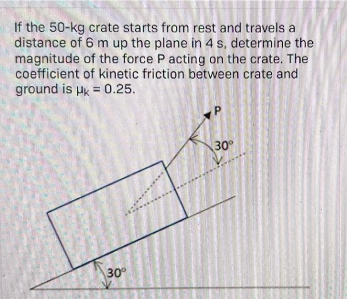 Solved If the 50-kg crate starts from rest and travels a | Chegg.com