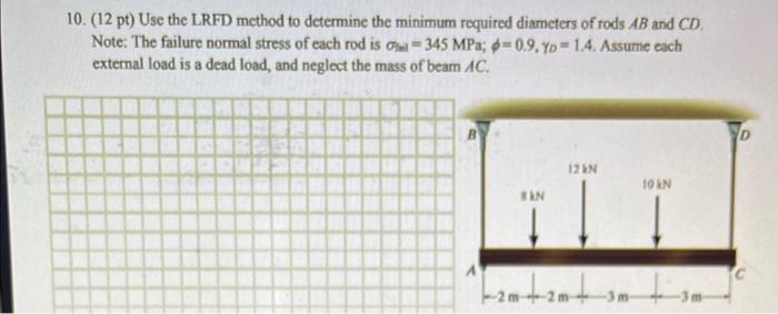 Solved 10. (12 pt) Use the LRFD method to determine the | Chegg.com