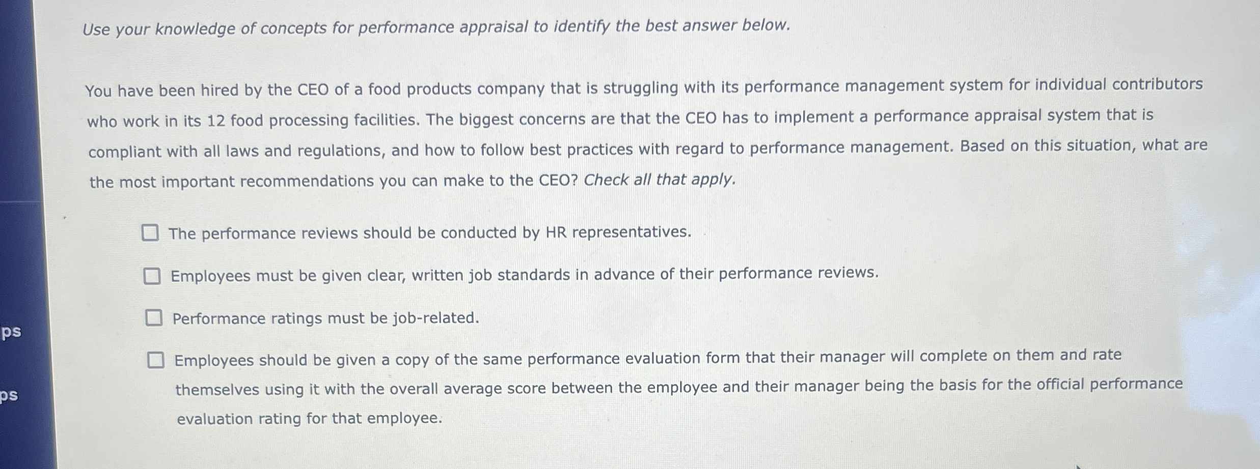 Solved Use your knowledge of concepts for performance | Chegg.com