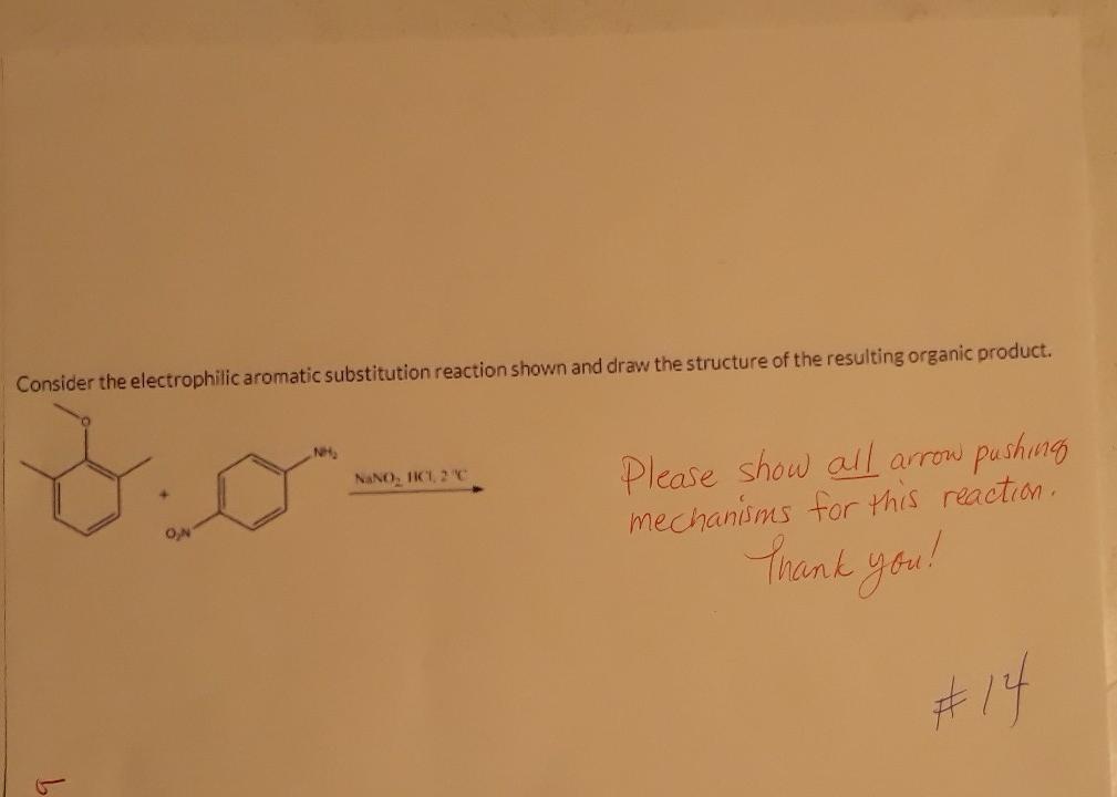 Solved Consider the electrophilic aromatic substitution | Chegg.com