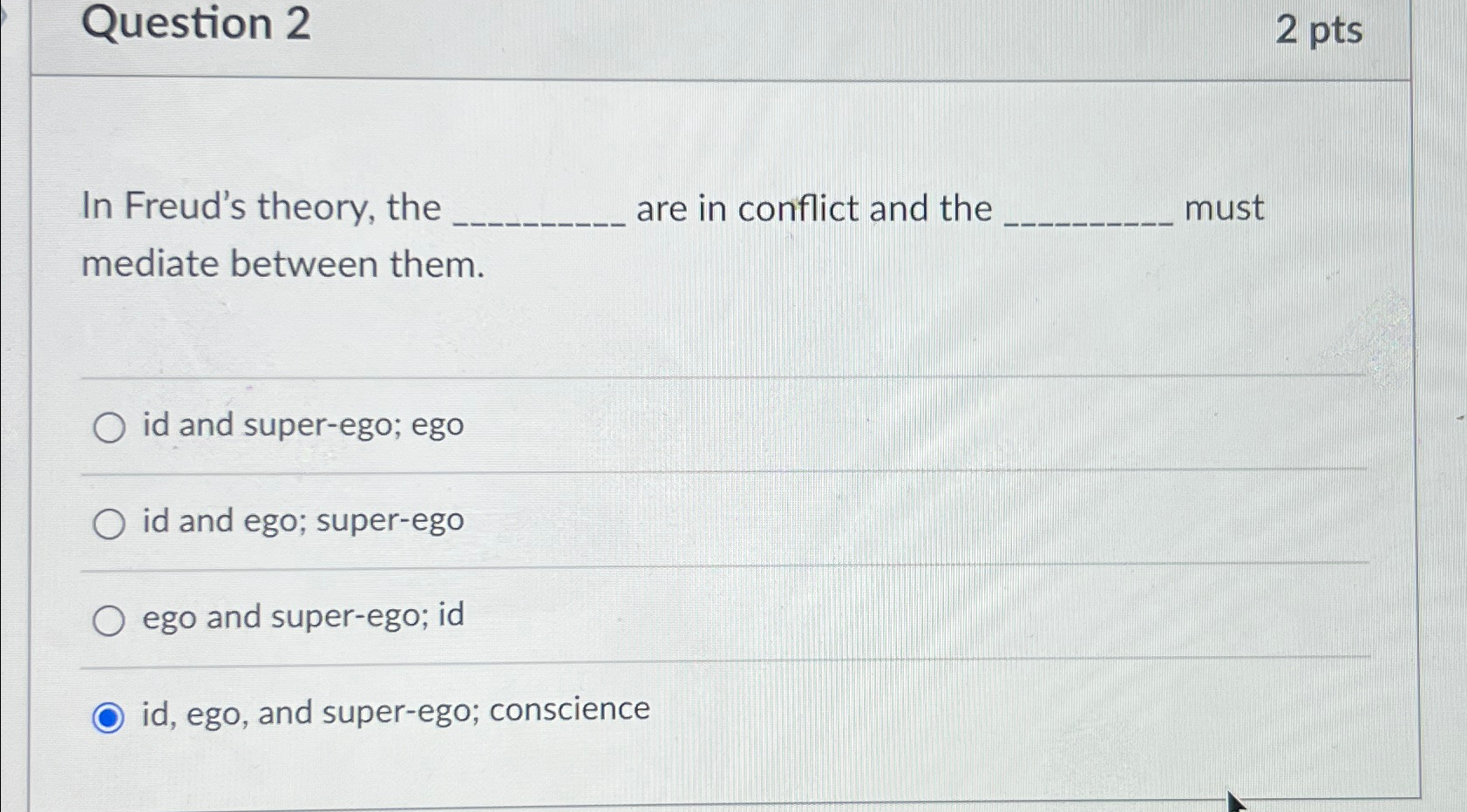 Solved Question 22 ﻿ptsIn Freud's theory, the are in | Chegg.com