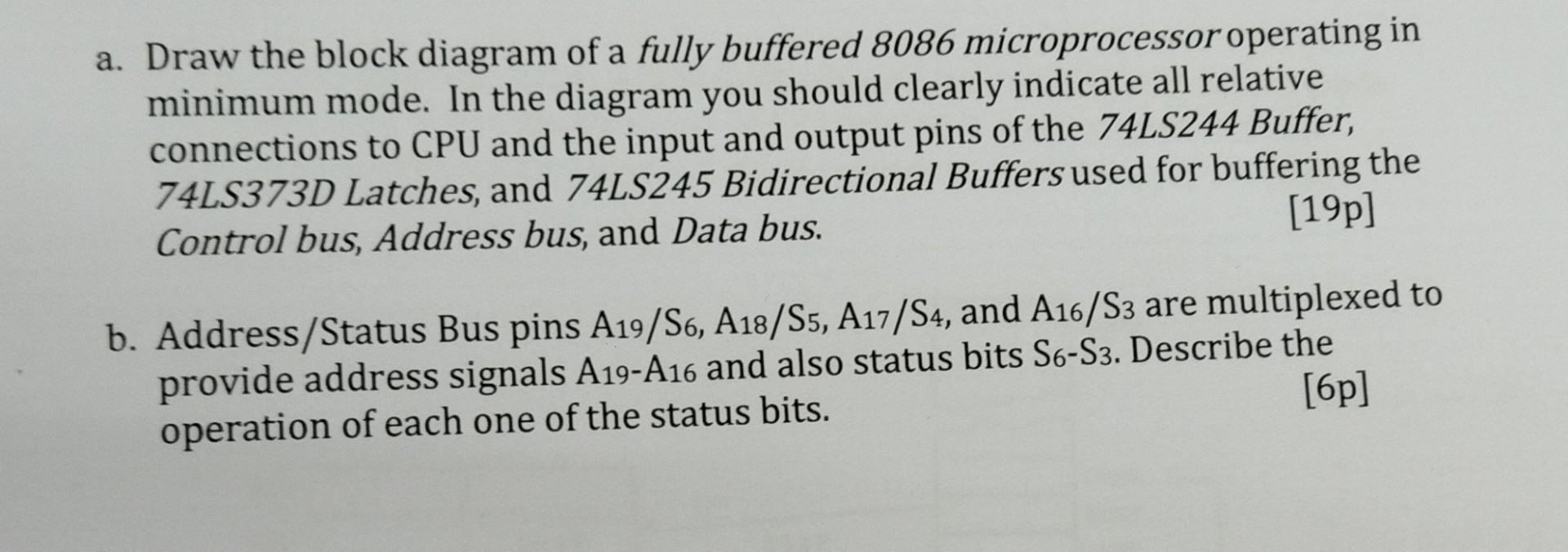Solved a. Draw the block diagram of a fully buffered 8086 | Chegg.com