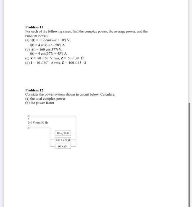 Solved Problem 11 For each of the following cases, find the | Chegg.com