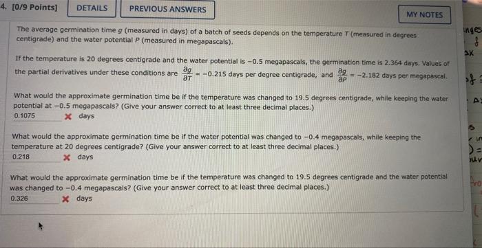 Solved The average germination time g (measured in days) of | Chegg.com
