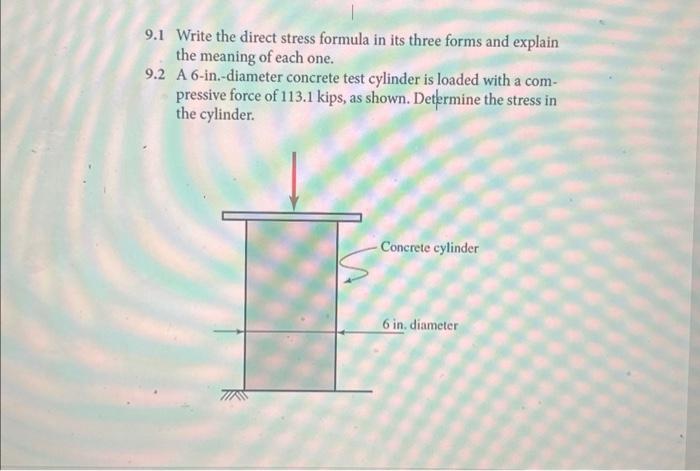Solved 9.1 Write the direct stress formula in its three | Chegg.com