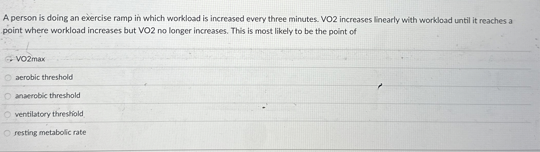 Solved A person is doing an exercise ramp in which workload | Chegg.com