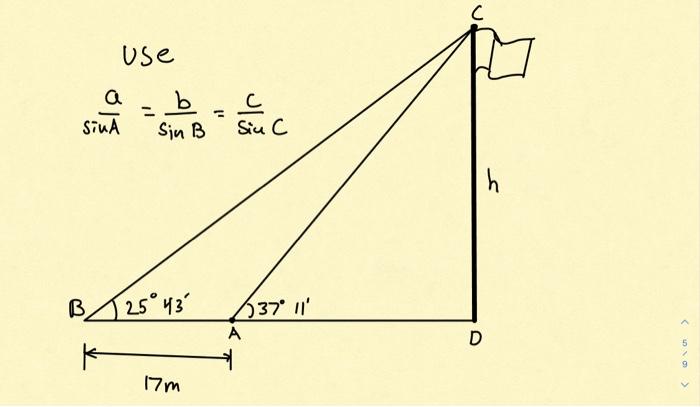 Solved solve for the height of the pole | Chegg.com