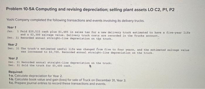 Solved Problem 10-5A Computing and revising depreciation; | Chegg.com