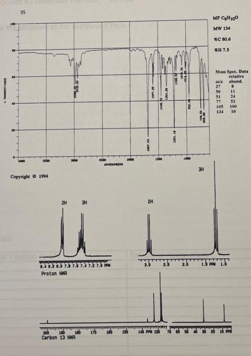 Solved please help to determine the structure of this C9H10O | Chegg.com