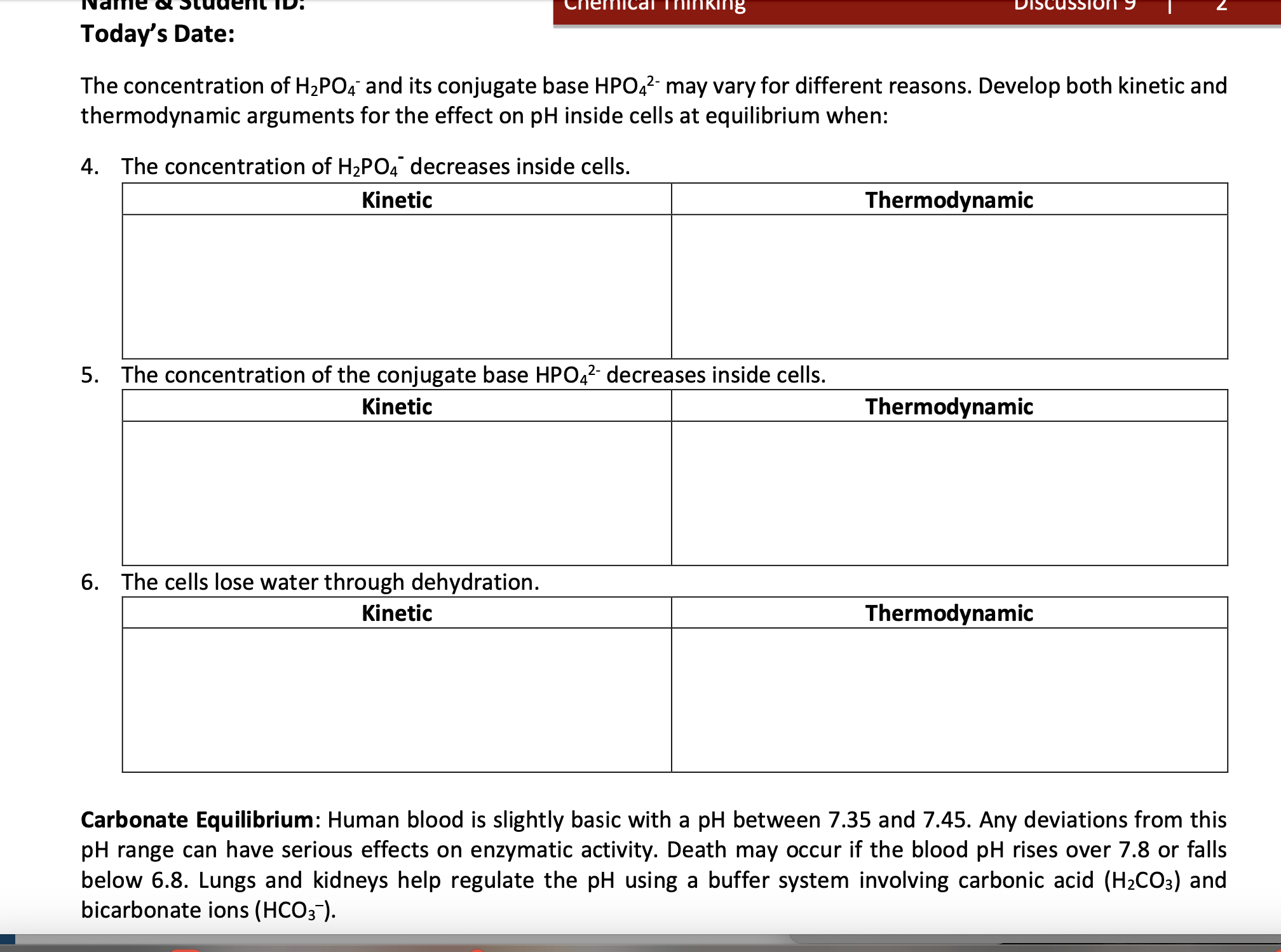 Solved Today's Date:The concentration of H2PO4-and its | Chegg.com