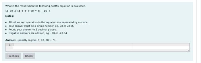 Solved What is the result when the following postfix | Chegg.com