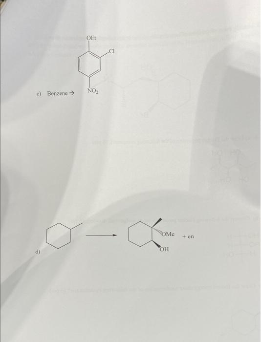 Solved OEt c) Benzene → NO2 Y- "Оме + en d) OH | Chegg.com