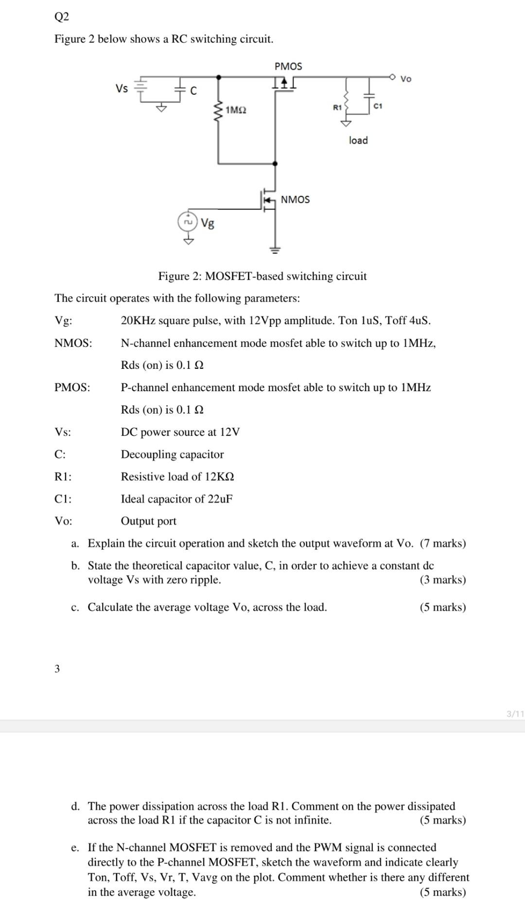 Solved Figure 2 below shows a RC switching circuit. Figure | Chegg.com
