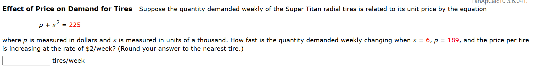 Solved Effect of Price on Demand for Tires Suppose the | Chegg.com