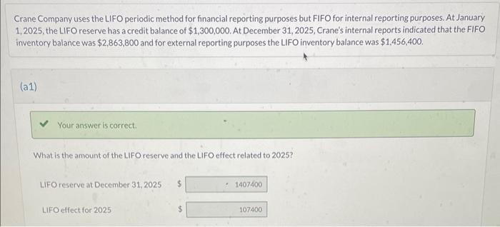Solved Crane Company uses the LIFO periodic method for | Chegg.com
