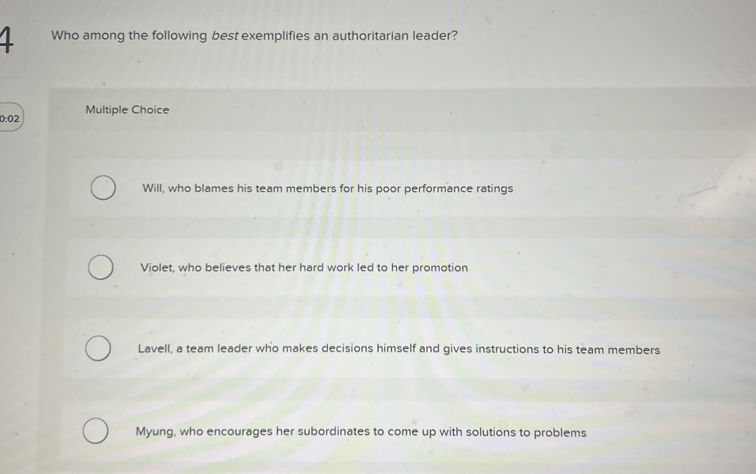 Solved Who among the following best exemplifies an | Chegg.com