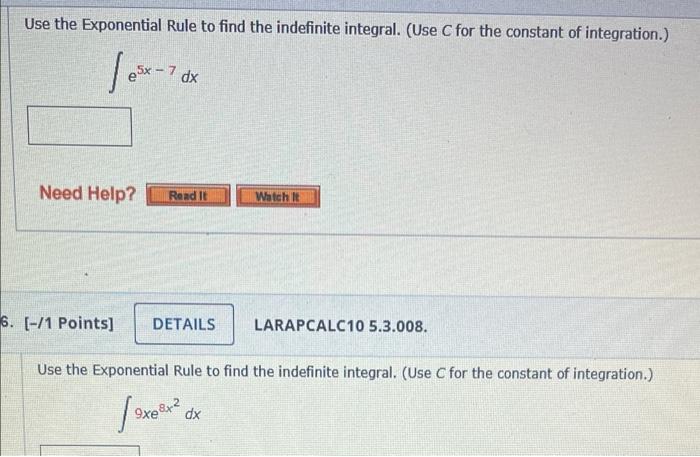 Solved Use the Exponential Rule to find the indefinite | Chegg.com