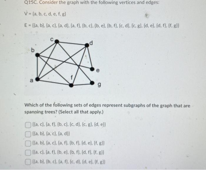 Solved Q15C. Consider the graph with the following vertices | Chegg.com
