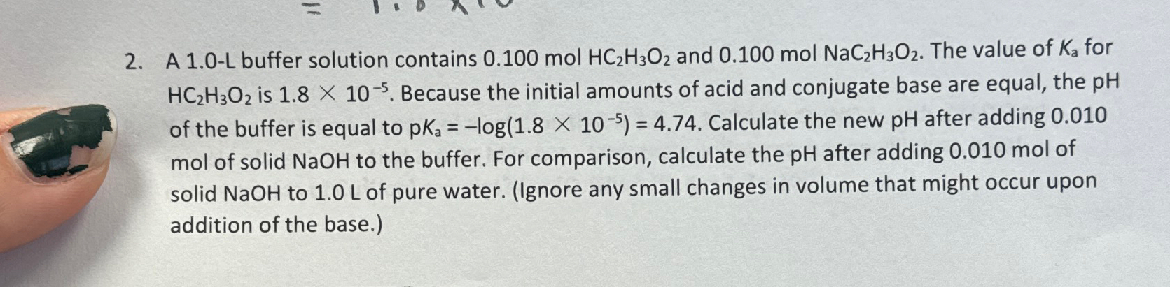 Solved A 1.0-L buffer solution contains 0.100molHC2H3O2 ﻿and | Chegg.com