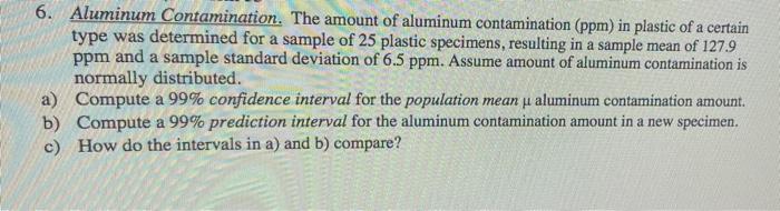 Solved 6. Aluminum Contamination. The amount of aluminum | Chegg.com