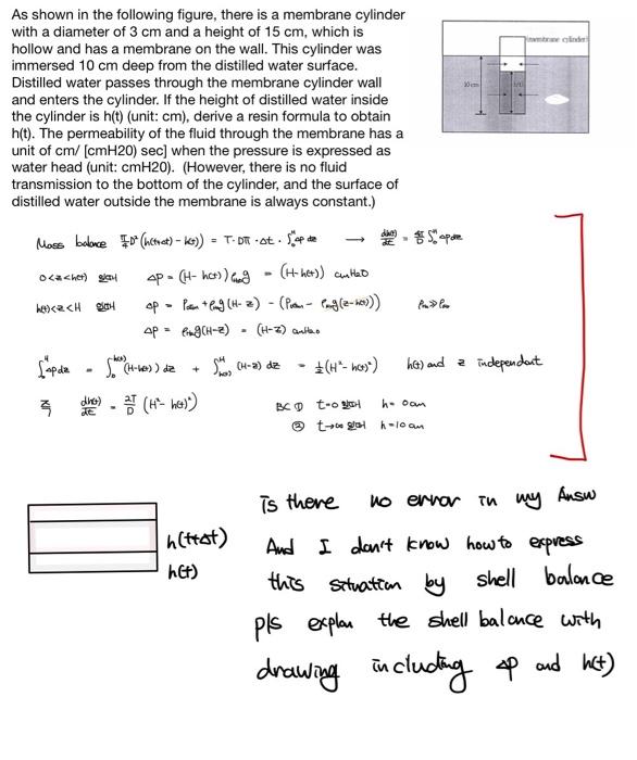 Solved As shown in the following figure, there is a membrane | Chegg.com